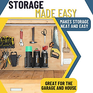Koova 3 Aerosol Spray Can Holder | Easy Install Wall Mount | Heavy-Duty Powder Coated Steel Storage Rack for Garage & Home | Craft Workspace Paint Bottle Organizer | Hardware Included | USA Made