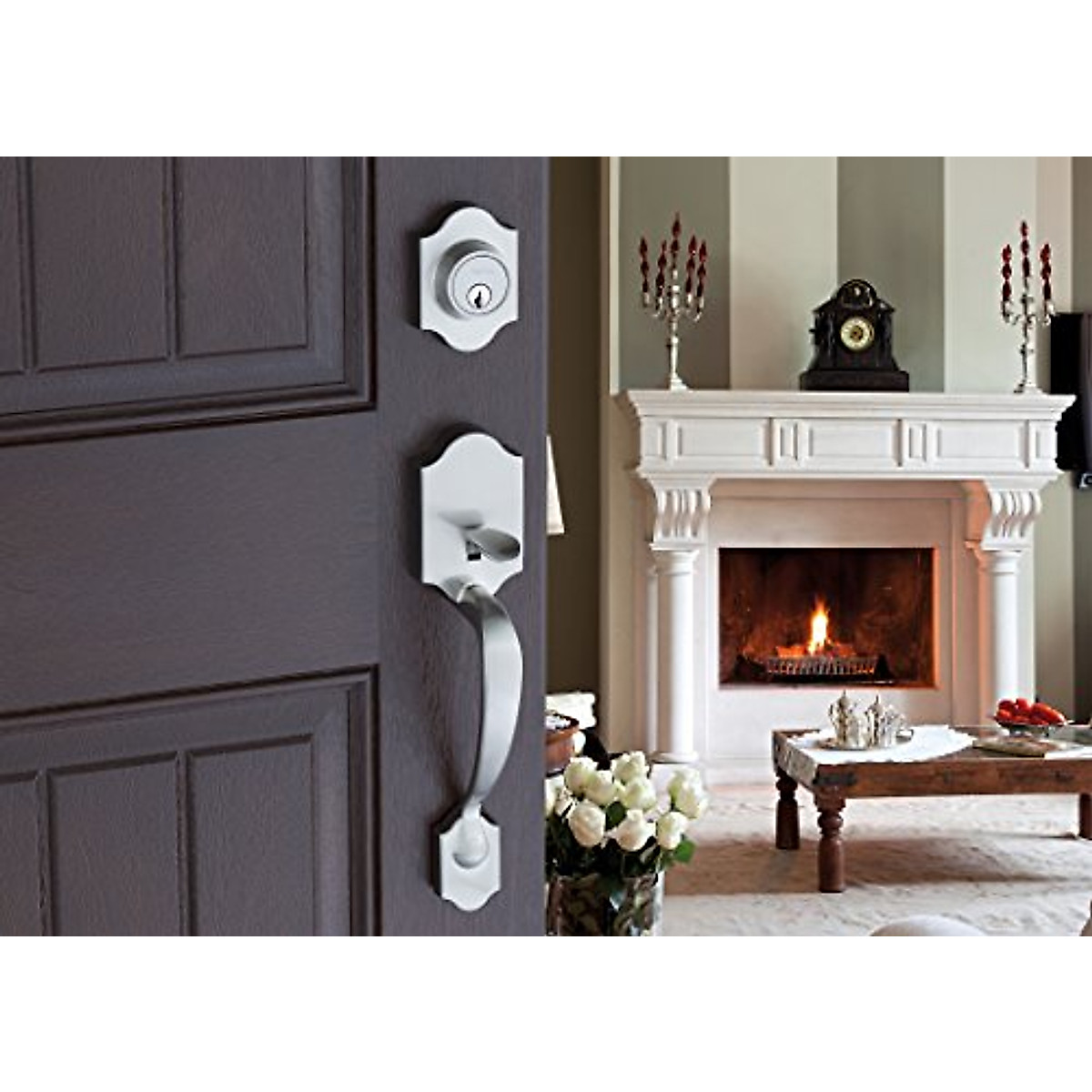 Copper Creek HZ2610XBK-SS Heritage Front Entrance Handleset in Satin Stainless with Ball Knob Interior