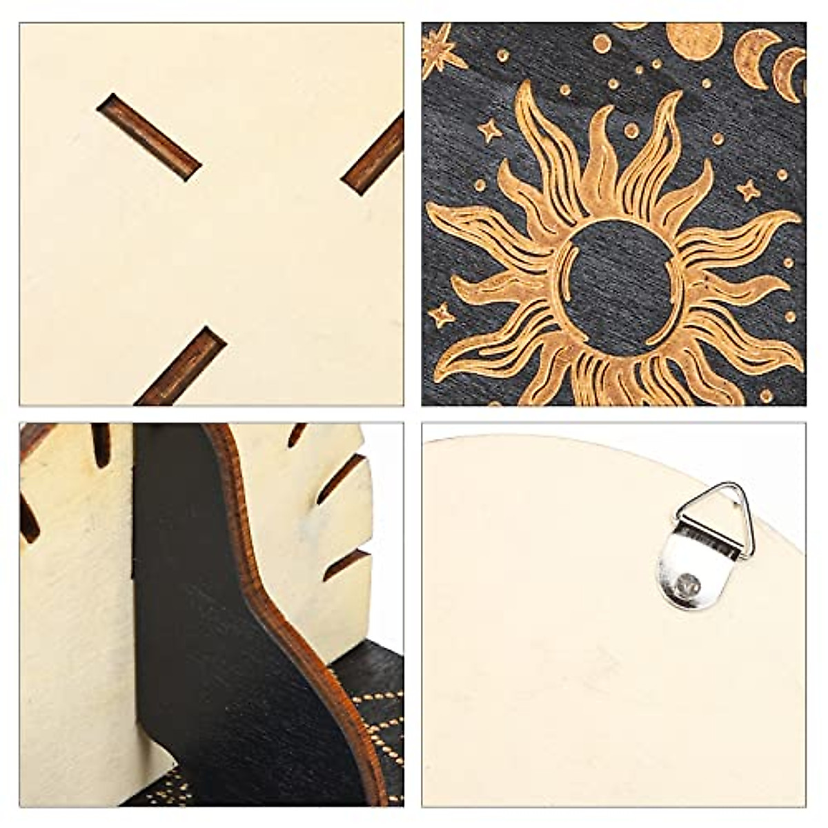 NOLITOY Black Crystal Display Bohemian Wooden Hanging Decoration Stand Crystal Stone Holder Wall Shelf for Crystals Essential Oil (Style1)