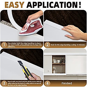 GSCIT Club White Edge Banding, 3/4 inch x 50ft Melamine Edge Banding with Hot Melt Adhesive Pre-glued Cabinet Edge Banding Flexible White Veneer Edging for Plywood Furniture Table