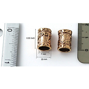 LynnAround Bronze Norse Viking Celtic Beard Beads Rings, Dwarven Dreadlock Pirate Medieval Hair Beads, Pagan Jewelry