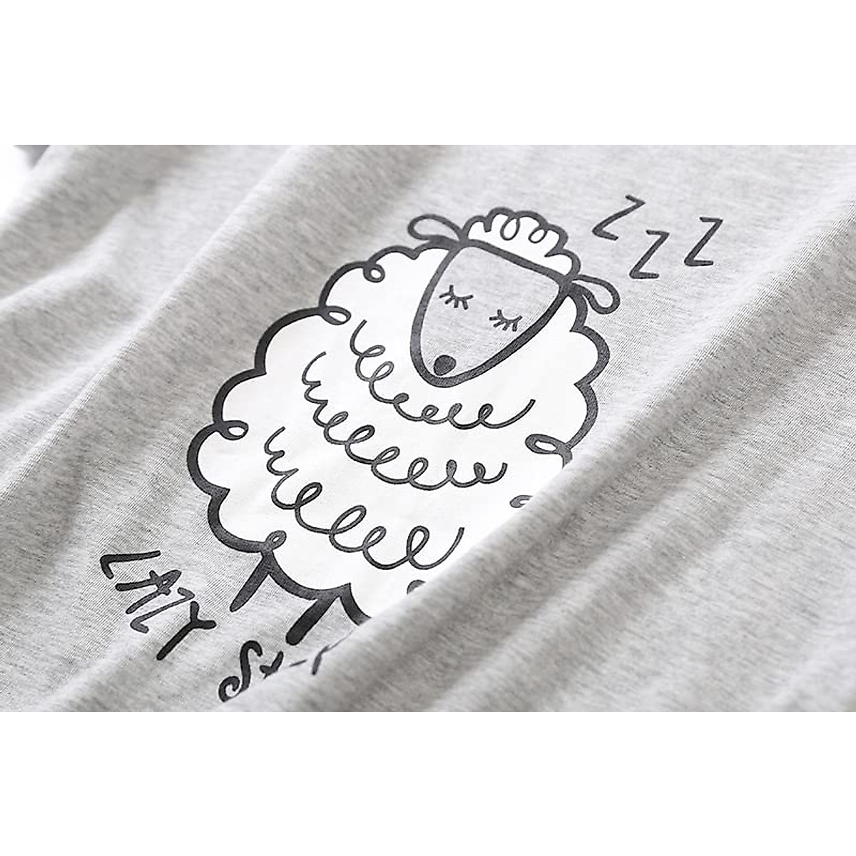 PNAEONG Women’s Pajama Set - Cotton-Blend Short-Sleeve Loose Top with Matching Capri Bottoms SY296-Lazy Sheep-M