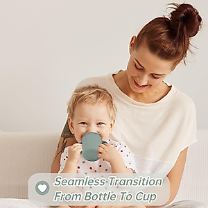 Chicrinum 2-in-1 Silicone Sippy Cup with Straw & Snack Cup Lid, Food-Grade Silicone Baby Straw Cup, Spill Proof Toddler Straw Cup for 6 Month+, Dishwasher Safe