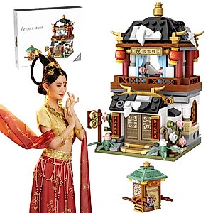 Seyaom Chinese Street View Shop Bricks, Mini DIY Building Blocks Model MOC Construction Toy NOT Compatible with Lego (Hostel)
