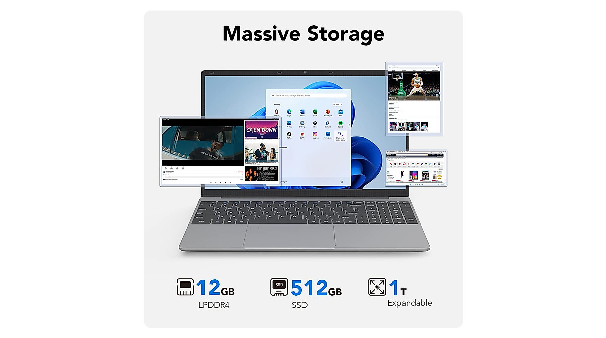ApoloSign 15.6-Inch Windows 11 Laptop with 12GB RAM & SSD