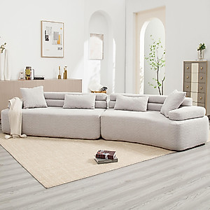 Curved Modular Couch, 139" Sectional Cloud Couch for Living Room, Lounge Furniture Sofa Set, Reception Room Furniture, Convertible Upholstered Couches, No Assembly Required-Light Gray