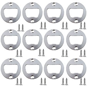 30 Sets Bottle Opener Insert,Inserts DIY Beer Opener, Wall Mount Bottle Openers with Screws (Silver)