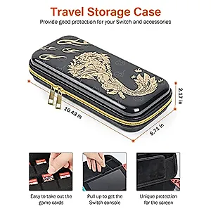 Davlon Carrying Case for Switch/Switch OLED, Portable Switch Travel Case with Handle and 10 Game Card Slots, Hard Shell Protective Case Compatible with Switch Console and Accessories