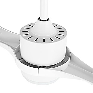 WINGBO 52" DC Ceiling Fan with Lights and Remote, White Ceiling Fan, 2 Curved ABS Blades, 6-Speed Reversible DC Motor, Modern Ceiling Fan for Kitchen Bedroom Living Room, ETL Listed