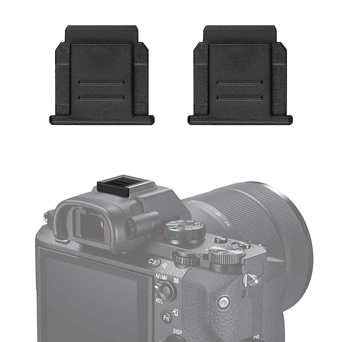 Updated Soft Silicone Camera Eyepiece Eyecup for Sony A7III A7II A9 A7S A99II A58 A7 A7R IV A7RIII A7SII, 2Pack Camera Hot Shoe Cover for Sony + 2Pack Camera Eye Cup Replacement for Sony