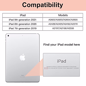 GHINL for iPad 9th/8th/7th Generation Case (2021/2020/2019) iPad 10.2-Inch Case with Pencil Holder [Sleep/Wake] Slim Soft TPU Back Smart Magnetic Stand Protective Cover Cases(Light Pink)