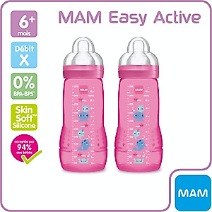 MAM BIBERON 2EME Age Fille Tétine Débit X Lot de 2 (2 x 330 ml)