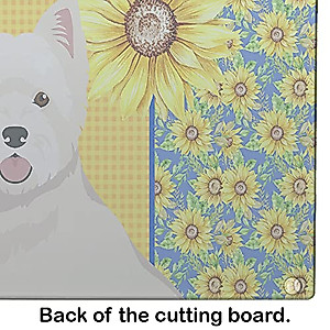 Caroline's Treasures WDK5500LCB Summer Sunflowers Westie West Highland White Terrier Glass Cutting Board Large, 12H x 16W, multicolor