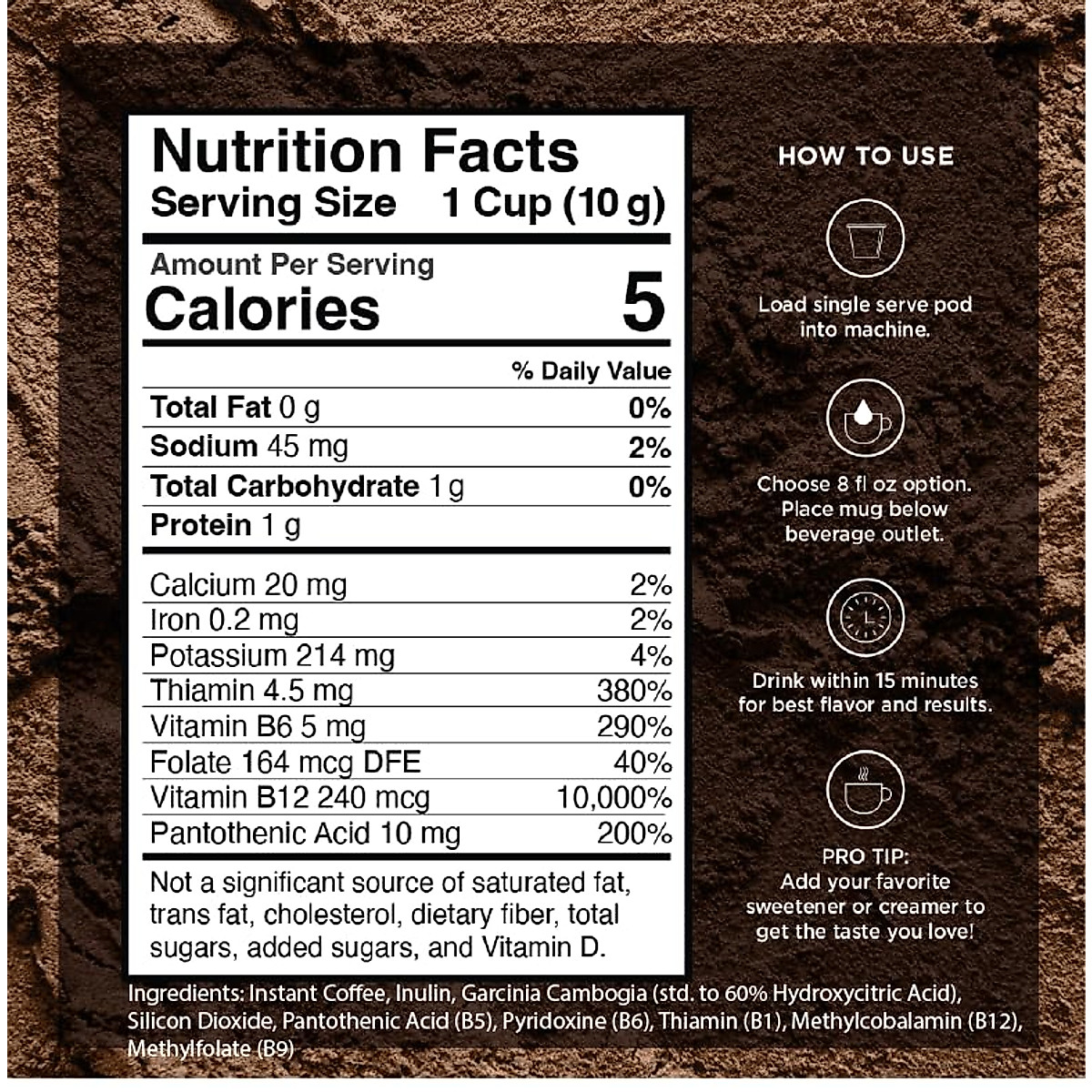 VitaCup Slim Instant Coffee Packets, with Garcinia, Fiber, B Vitamins, Bold & Smooth, Medium Dark Roast, 100% Arabica Coffee in Single Serve Sticks, 24 Ct