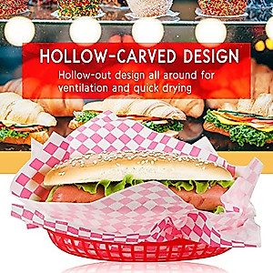 GothaBach 24 Pack Fast Food Baskets, Plastic Fast Food Restaurant Baskets, Bread Fry Baskets Serving Tray for Hot Dogs, Chicken, Burgers, Sandwiches, Fries (Red)