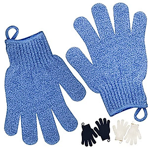 Exfoliating Gloves - Body Scrub for Smooth and Soft Skin - Body Exfoliator for Ingrown Hair Dead Skin Remover and Itchy and Flaky Skin - Scrubber Shower Accessories 1 Pair Glove Mens Stocking Stuffer