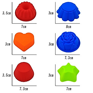 Silicone Molds Silicone Cupcake Baking Cups Silicone Flower Molds Silicone Donut Baking Pan Set Nonstick Silicone Donut Mold Oven- Microwave- Dishwasher Safe（24 pieces ）