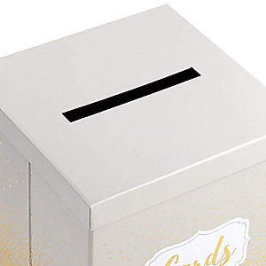 Hallmark 10" Elegant Card Receiving Box (Pearl and Gold Dots) for Weddings, Graduations, Retirements, Birthdays, Open Houses, Anniversaries