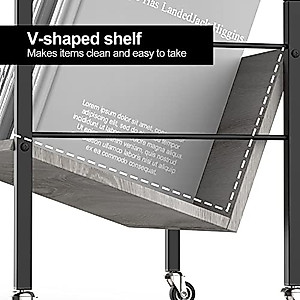 YBING Record Player Stand with Record Storage Vinyl Record Storage Table 2-Tier Turntable Stand Record Display Table with Wheels, Gray