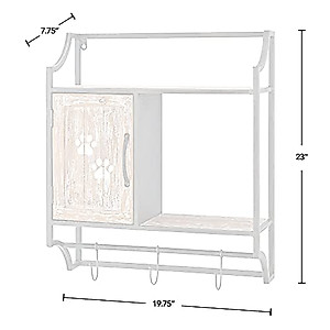 FirsTime & Co. Natural Bosco Pet Wall Shelf with Hooks, Wall Mounted Floating Shelf for Bedroom, Kitchen, Living Room, Bathroom, Home Office, Wood, 19.75 x 7.75 x 23 inches (70462)