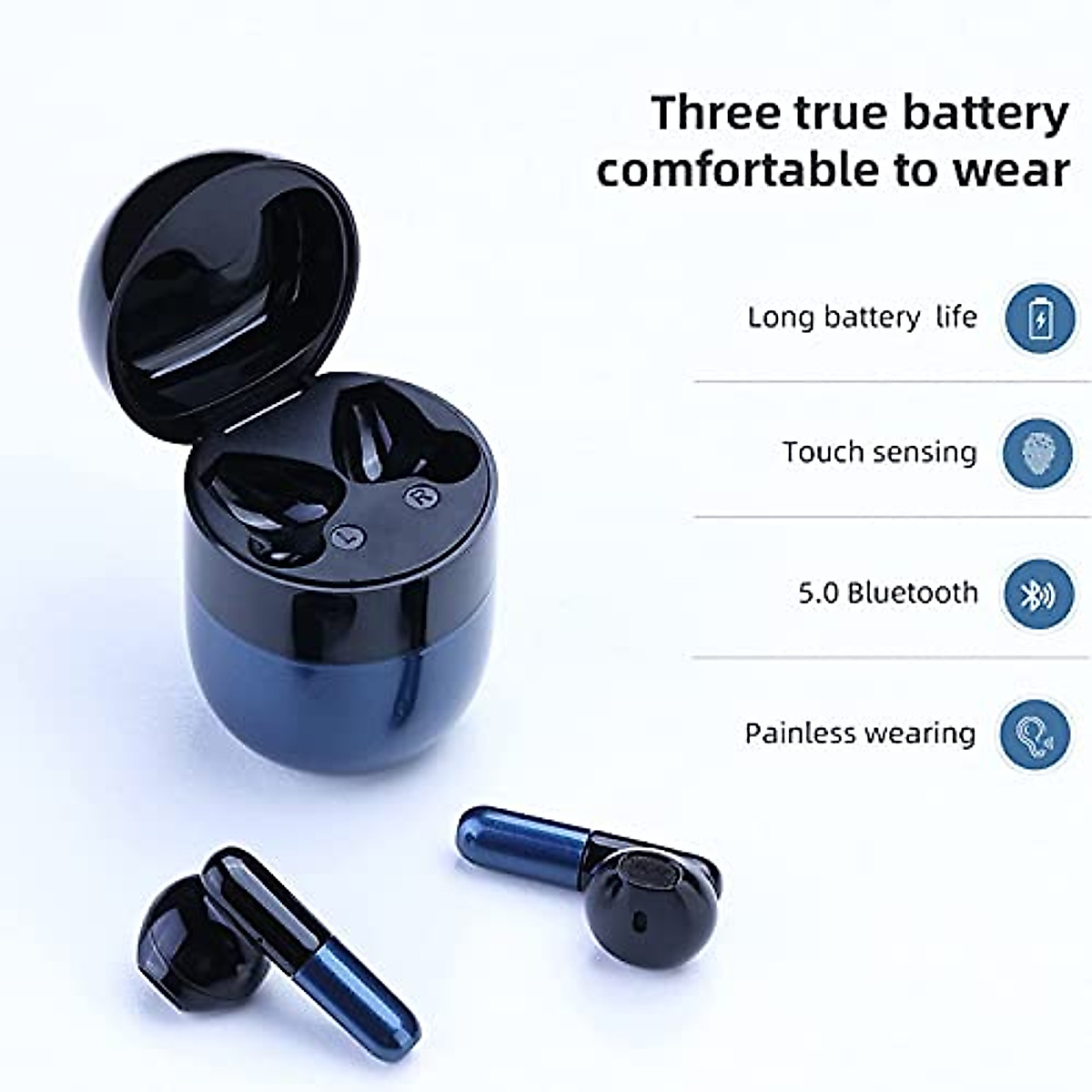 Xmenha True Wireless Earbuds Bluetooth Ear Buds for iPhone Android TWS Earbuds in Ear Headphones with Microphone Deep Bass Earphones for Sport with Long Battery Life Portable Small Mini Charging Case