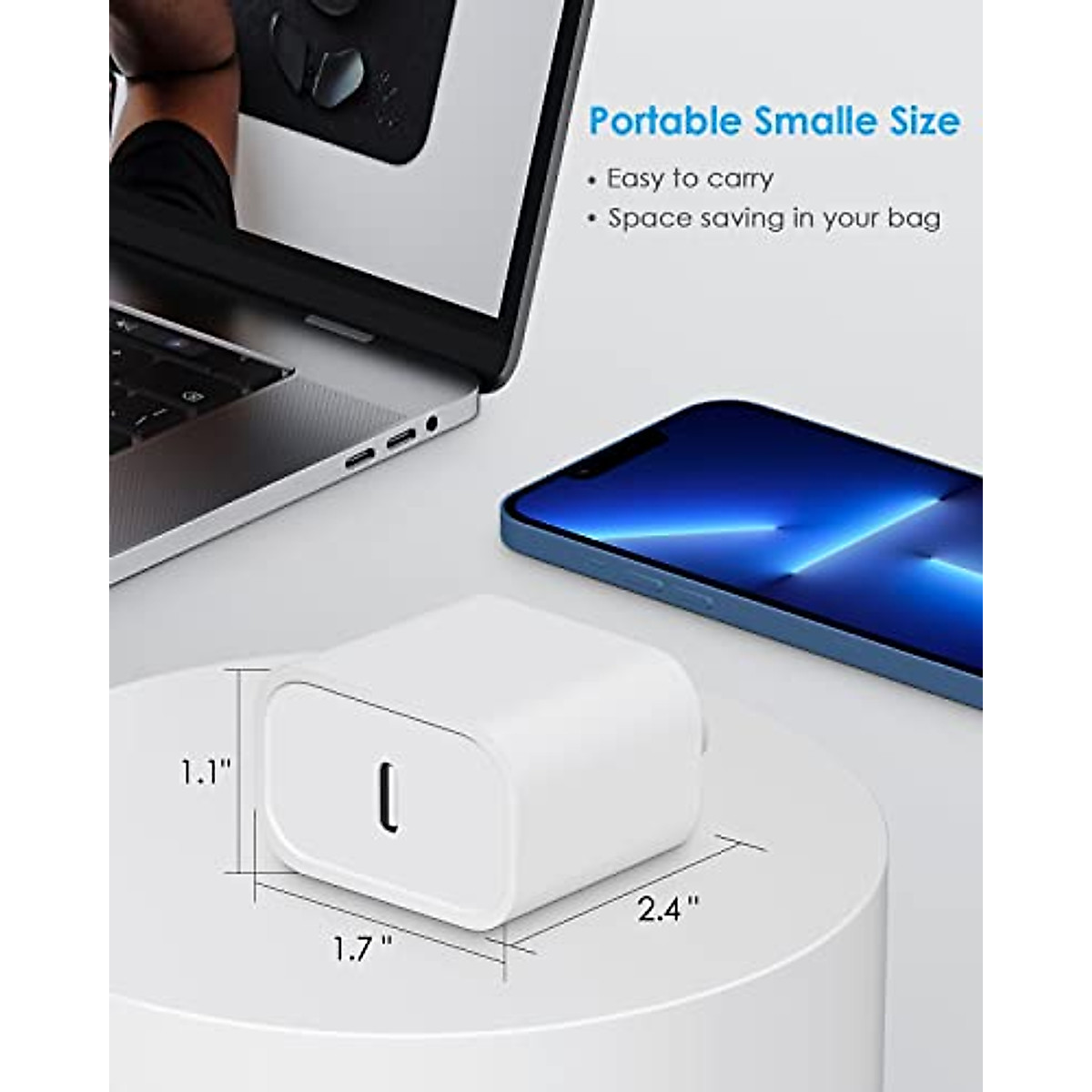 USB C Charger, 2 Pack 20W PD USB C Adapter iPhone Charger Block Type C Fast Charging Compatible with iPhone 14 13 12 11 Pro Max, 14 Plus, XR XSMAX, iPad, Google Pixel 4XL/4/3XL