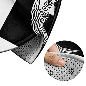 Comfortable Bedroom Living Room Decoration Sun and Moon Black and White Round Area Rugs Soft Flannel Mat Carpet, Fashion and Funny Play Mat with Non-Slip Bottom Protection, 24 Inches