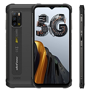 Ulefone Armor 12 5G Rugged Smartphone, 8GB+128GB, 48MP Quad Rear Camera, Waterproof Rugged Cell Phone, 6.52" HD+, 5180mAh, 15W Wireless Charging, T-Mobile Unlocked Rugged Phone (Black)