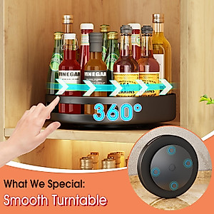 Lazy Susan Metal Revolving Spice Rack - 9 inch Kitchen Organizers and Storage for Counter Refrigerator Pantry Cabinet Cupboard Turntable, Black