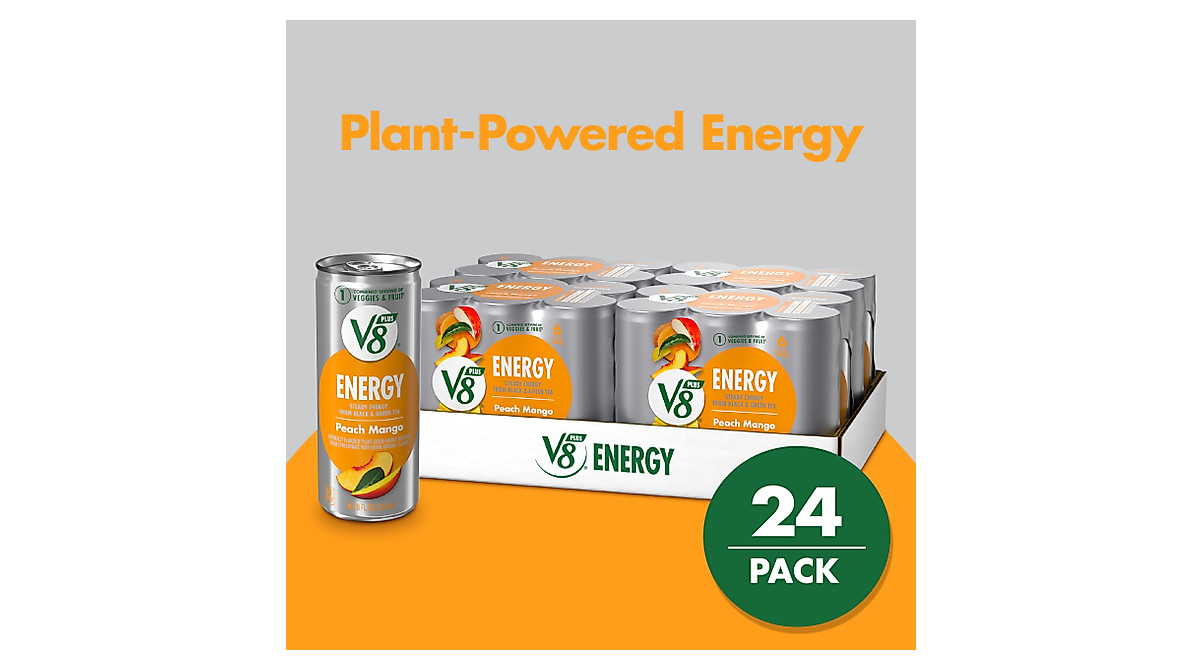 V8 +ENERGY Peach Mango Drink - Plant-Based Energy