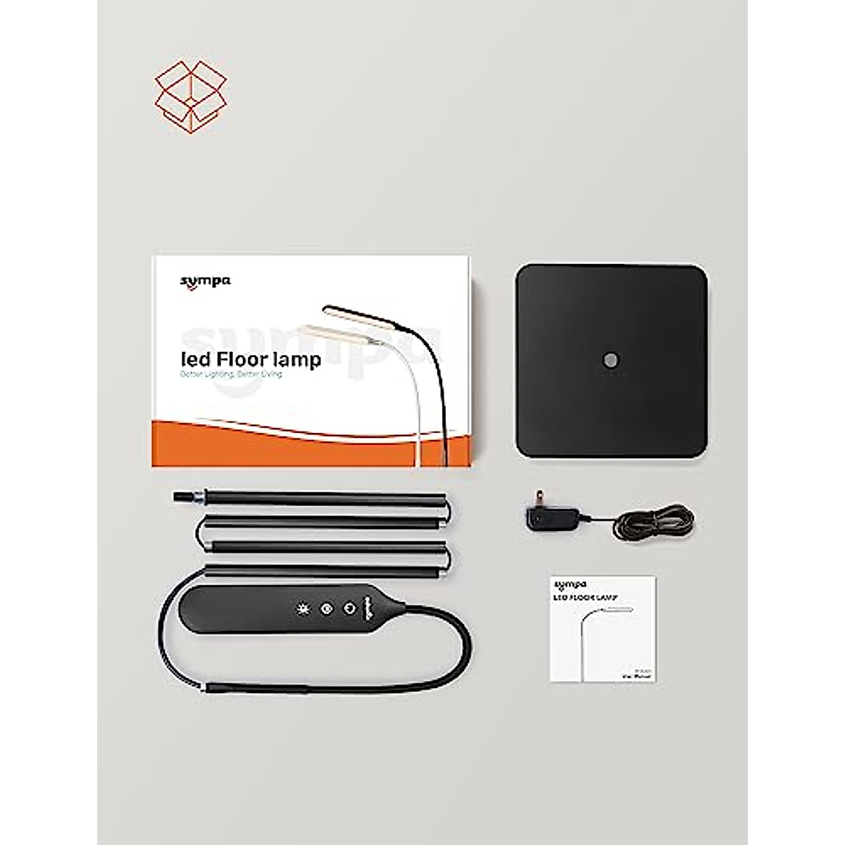 sympa LED Floor Lamp, Super Bright Dimmable LED Lamps for Living Room, Standing Lamp with Adjustable Gooseneck, Touch Control, Stable Base Floor Lamps for Bedroom Office (Black)