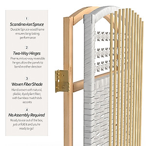 4 ft. Short Fiber Weave Folding Screen - White - 4 Panels