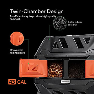 VIVOSUN Outdoor Tumbling Composter Dual Rotating Batch Compost Bin, 43 Gallon Orange Door and 0.2 Gallon Hand held Garden Sprayer Pump Pressure Water Sprayers