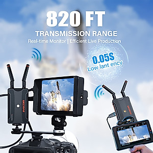 Weeryyi Wireless HDMI Transmitter and Reciever Support 5.8GHz 1080P @60Hz Full HD Wireless Audio Video 820FT Long Distance Stable Dlivery with HDMI Loop-Out and Support IR for TVS,DSLR, projectors etc