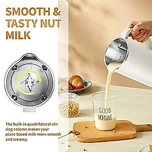 Nut Milk Maker Machine - 20 oz Multi Automatic Almond Milk Machine with 10 Blades, Homemade Almond, Oat, Soy, Etc Grain, Soy Milk Maker Machine with Delay Start/Keep Warm/Self-Cleaning/Free Filtering
