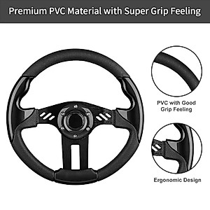 EZGO Steering Wheel Fit Club Car EZGO Yamaha Universal Golf Cart Steering Wheel Club Car DS and Precedent (Black Steering Wheel)