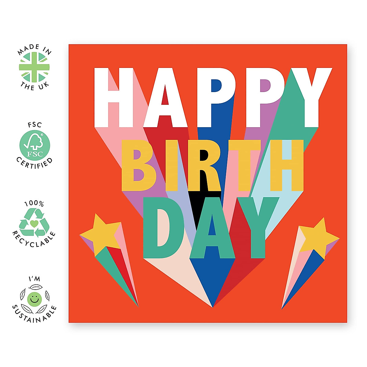 CENTRAL 23 Happy Birthday Card For Him Her Men Women - Happy Birthday Star - Birthday Greeting Cards For Mom Dad Daughter Son - Blank Card With Envelopes Comes With Fun Stickers