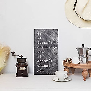 NIKKY HOME Gym Exercise Art Workout Room Decor Fitness Sign Inspirational Sports Themed Metal Wall Plaque with Quote, If It Doesn't Challenge You It Doesn't Change You