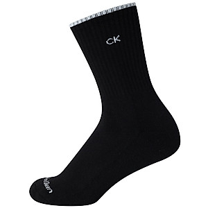 Calvin Klein Women's Socks - Cushion Athletic Crew Socks (6 Pack), Size 4-10, Pure Black