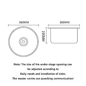 Recessed Single Bowl Kitchen Sink Round Corner Single Bowl Floor Mounted Kitchen Sink Stainless Steel Dining Room Sink