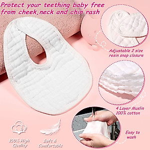 Tatuo 10 Pieces Muslin Baby Bibs Bulk Adjustable Newborn Bandana Drool Bibs for Baby Boy Girl Burping Cloth(White)