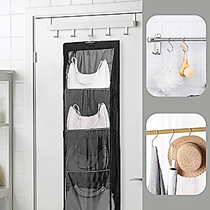 MouJkmer 1 Pack Hanging Purse Organizer, 8 Pocket Handbag Hanging Purse Organizer with 360 Degree Swivel Hook for Home Closet, Bedroom Closet, 43.3” L x 13.38” W (Black)