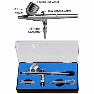 GotHobby 0.3mm Gravity Feed Dual-Action Airbrush Paint Spray Gun Kit Set