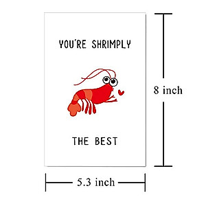 Funny Birthday Card, Cute Anniversary Card for Husband Wife GF BF, Shrimply The Best Love Card for Him or Her