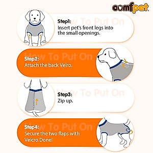 COMFPET Dog Surgery Recovery Suit with Zipper for Male Female, Breathable Dog Onesie for Spay, Neuter, Anti Licking, Skin Conditions, Incontinence, Dog Bodysuit Alternative to Cone E-Collar, Medium