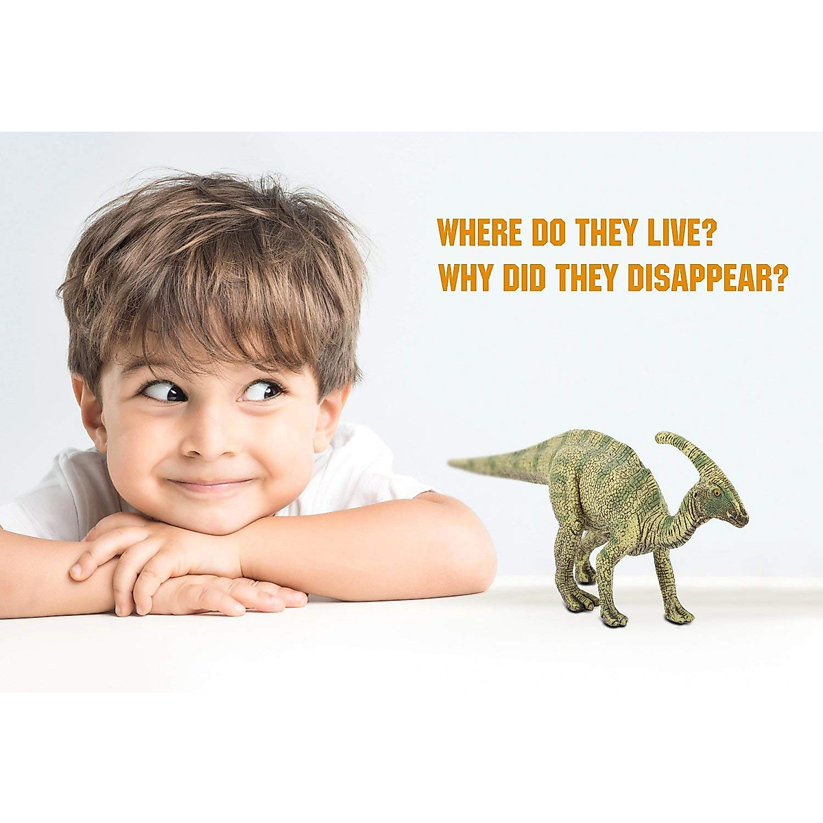 Gemini&Genius Parasaurolophus Dinosaur Toy for Kids, Parasaurolophus Dino Action Figure Toy - 7.5 Inches Length Dino Gift for 3-12 Years Old Kids (Green)