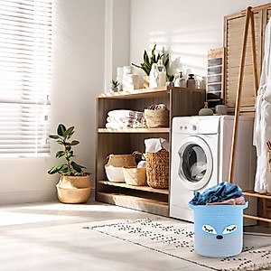 Erumly Cute Cotton Rope Basket, Storage Basket, Baby Laundry Basket, Nursery Organizers and Storage, Baby Hamper, Kids Basket, Toy Bin, Dog Cat Toy Baskets, Baby Gift Basket | 13.7 x 13.7 (Blue)