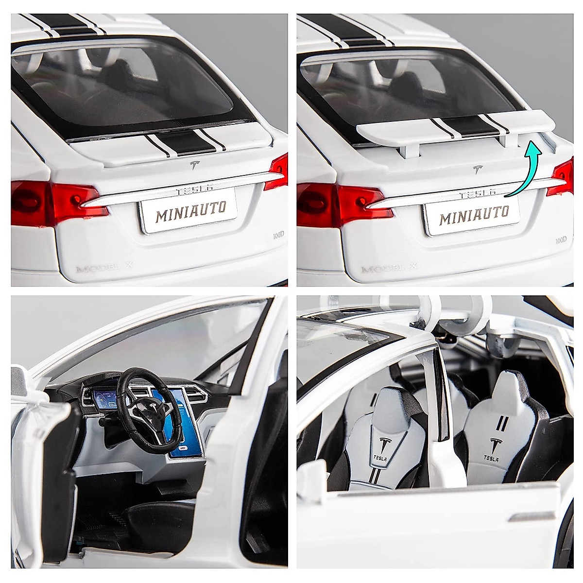 BDTCTK 1/20 Scale Car Model X Toy Zinc Alloy Casting Pull Back Vehicles with Sound and Light Toys for Kids Boys and Girls Gifts (White)