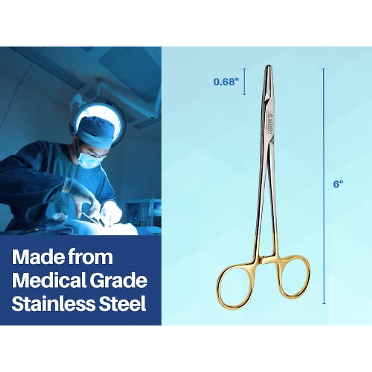 Mayo Hegar Needle Holder 6" Surgical Needle Driver with Tungsten Carbide Inserts by ARTMAN INSTRUMENTS