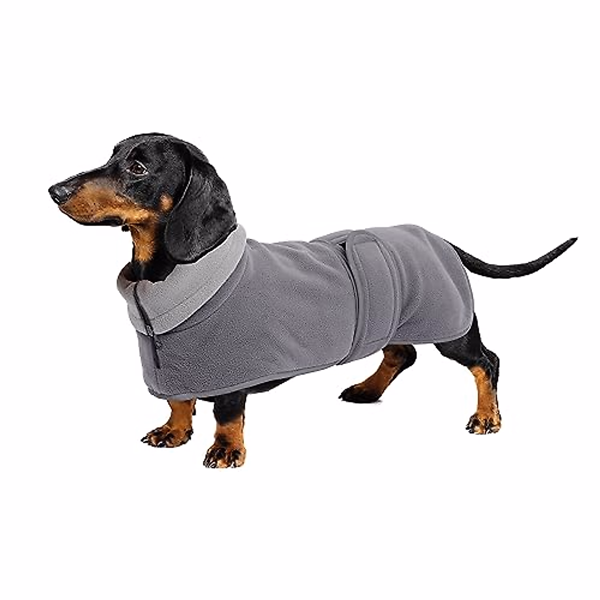 Geyecete Dog Jacket, Dog Coat Perfect for Dachshunds,Dog Winter Coat with Padded Fleece Lining and high Collar,Dog Snowsuit with Adjustable Bands Sizes-Gray-XS